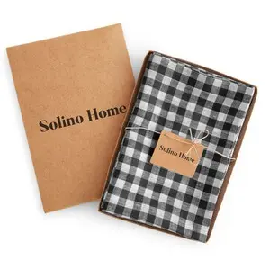 SOLINO HOME Linen Dinner Napkinsgingham Check - Black