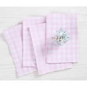 SOLINO HOME Linen Dinner Napkinsgingham Check Marshmellow Pink