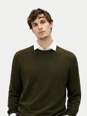 Gobi Cashmere Crewneck Cashmere Sweater - Avocado