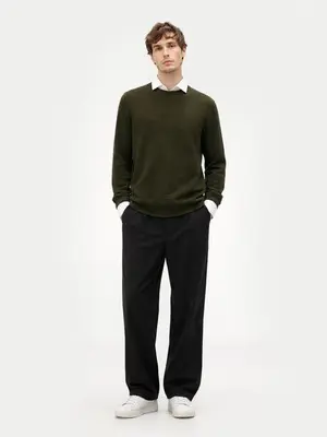 Gobi Cashmere Crewneck Cashmere Sweater - Avocado