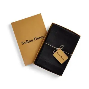 Solino Home Linen Dinner Napkins Set Of 4, 20 X 20 Inch For Dining Table - Black