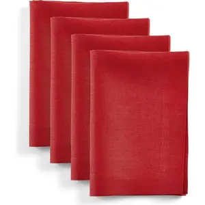 Solino Home Linen Dinner Napkins Set Of 4, 20 X 20 Inch For Dining Table - Cherry