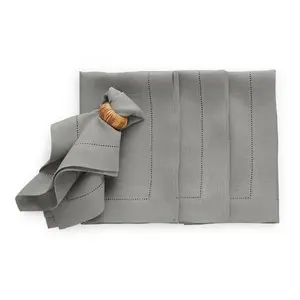 Solino Home Linen Dinner Napkins Set Of 4, 20 X 20 Inch For Dining Table - Grey
