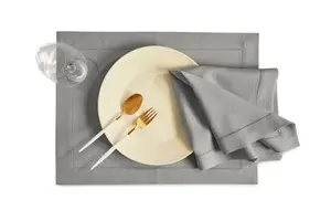 Solino Home Linen Dinner Napkins Set Of 4, 20 X 20 Inch For Dining Table - Grey