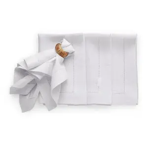 SOLINO HOME Linen Dinner Napkinssonoma Hemstitch - White