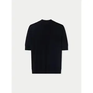 Gobi Cashmere High Neck Half Sleeve Shirt - Black