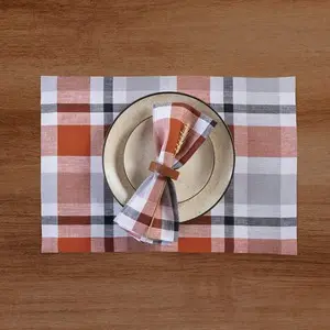 SOLINO HOME Linen Dinner Napkinsfall Buffalo Check - Cinnamon