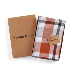 SOLINO HOME Linen Dinner Napkinsfall Buffalo Check - Cinnamon