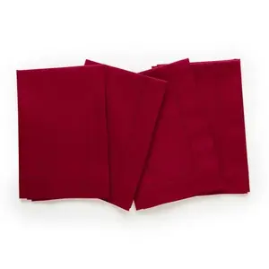 Solino Home Cotton Linen Hemstitch Dinner Napkins Set Of 4, 20 X 20 Inch For Dining Table Red