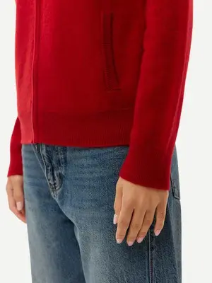 Gobi Cashmere Timeless Zip-up Cardigan - Chili Pepper
