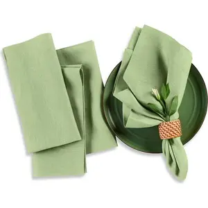 SOLINO HOME Linen Dinner Napkinsfete - Laurel Green