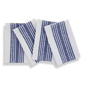 SOLINO HOME Linen Dinner Napkinsfarmhouse - Navy And White