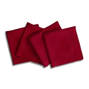 Solino Home Linen Dinner Napkins Set Of 4, 20 X 20 Inch For Dining Table Red