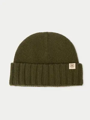 Gobi Cashmere Cashmere Ribbed Beanie Avocado