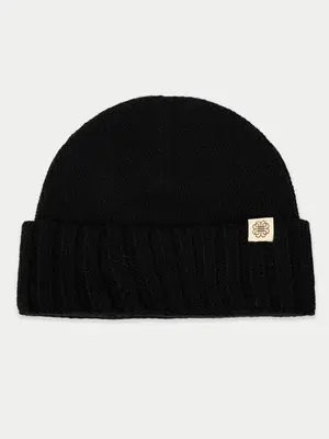 Gobi Cashmere Cashmere Ribbed Beanie Black