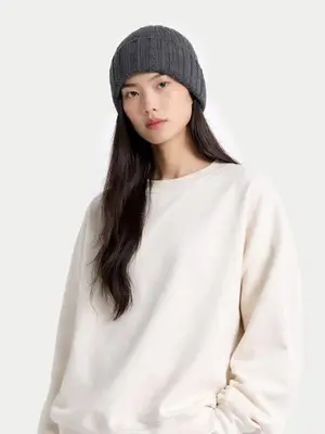 Gobi Cashmere Ribbed Beanie - Charcoal