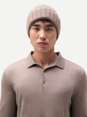 Gobi Cashmere Cashmere Ribbed Beanie Taupe