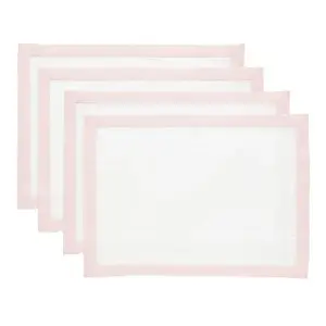 SOLINO HOME Linen Placematsclassic Blush Pink And White