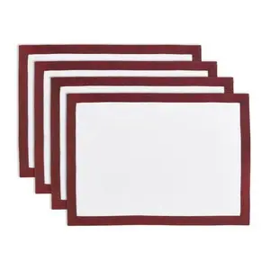 SOLINO HOME Linen Placematsclassic - Red Garnet And White