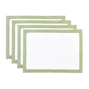 SOLINO HOME Linen Placematsclassic Sage Green And White