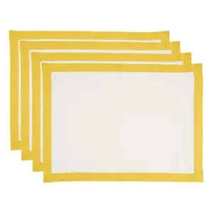 SOLINO HOME Linen Placematsclassic Sunshine Yellow And White