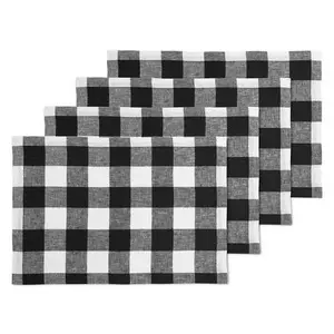SOLINO HOME Linen Placematsbuffalo Check Black And White