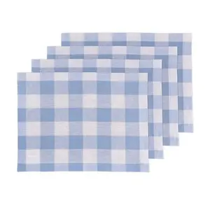 SOLINO HOME Linen Placematsbuffalo Check Chambray Blue And White