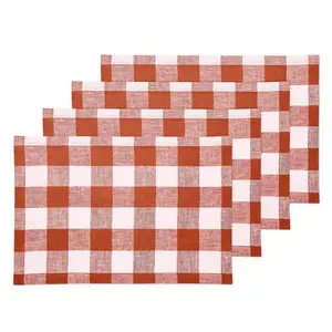 SOLINO HOME Linen Placematsbuffalo Check Cinnamon And White