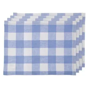 SOLINO HOME Linen Placematsbuffalo Check Hydrangea Blue
