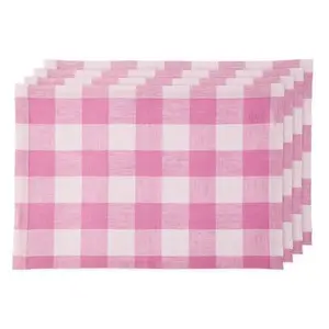 SOLINO HOME Linen Placematsbuffalo Check - Pink Begonia