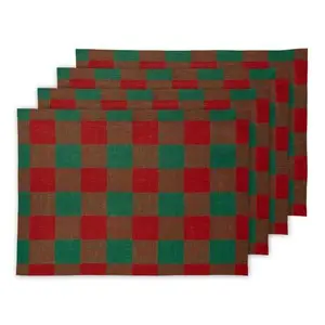 SOLINO HOME Linen Placematsbuffalo Check Red And Green