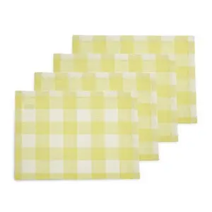 SOLINO HOME Linen Placematsbuffalo Check - Yellow And White