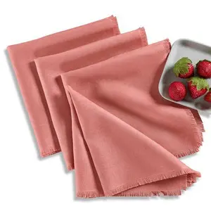 SOLINO HOME Linen Dinner Napkinsfringe - Dusty Rose
