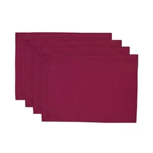Solino Home Linen Placemats Set Of 4, 14 X 19 Inch For Dining Table Beet