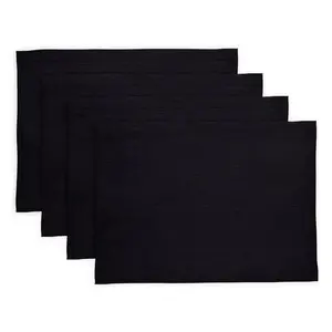 Solino Home Linen Placemats Set Of 4, 14 X 19 Inch For Dining Table Black