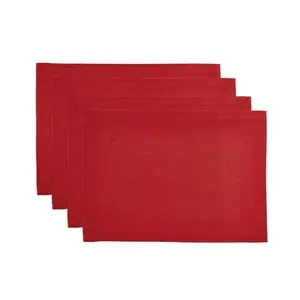 Solino Home Linen Placemats Set Of 4, 14 X 19 Inch For Dining Table Cherry