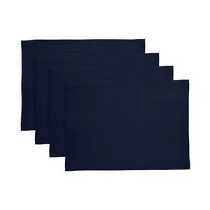 Solino Home Linen Placemats Set Of 4, 14 X 19 Inch For Dining Table Navy