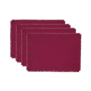 Solino Home Linen Placemats Set Of 4, 14 X 19 Inch For Dining Table Beet