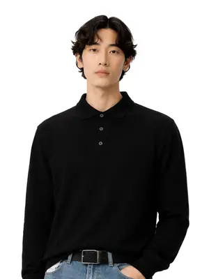 Gobi Cashmere Timeless Cashmere Polo Sweater - Black