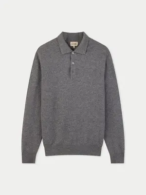 Gobi Cashmere Timeless Cashmere Polo Sweater - Dim Gray
