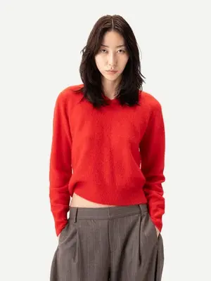 Gobi Cashmere Cashmere Dual-collar Sweater - Fiery Red