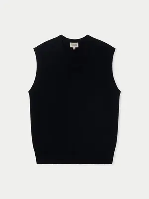 Gobi Cashmere Cashmere V-neck Vest - Black