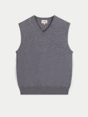Gobi Cashmere Cashmere V-neck Vest - Dim Gray