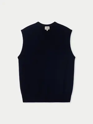 Gobi Cashmere Cashmere V-neck Vest - Navy Blazer