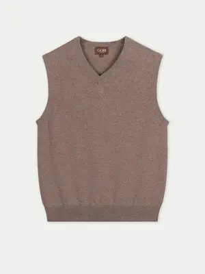 Gobi Cashmere Cashmere V-neck Vest - Taupe