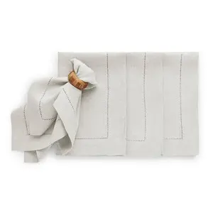SOLINO HOME Linen Dinner Napkinssonoma Hemstitch - Light Flax