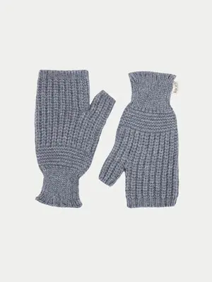 Gobi Cashmere Rib-Knit Cashmere Fingerless Gloves Dim Gray