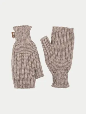 Gobi Cashmere Rib-knit Cashmere Fingerless Gloves - Taupe
