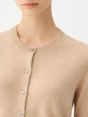 Gobi Cashmere Cashmere Crewneck Cardigan - Beige