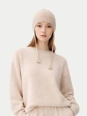 Gobi Cashmere Ultimate Warmth Knit Tie Hat - Beige
